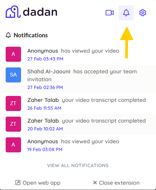 dadan Notifications - dadan knowledge base