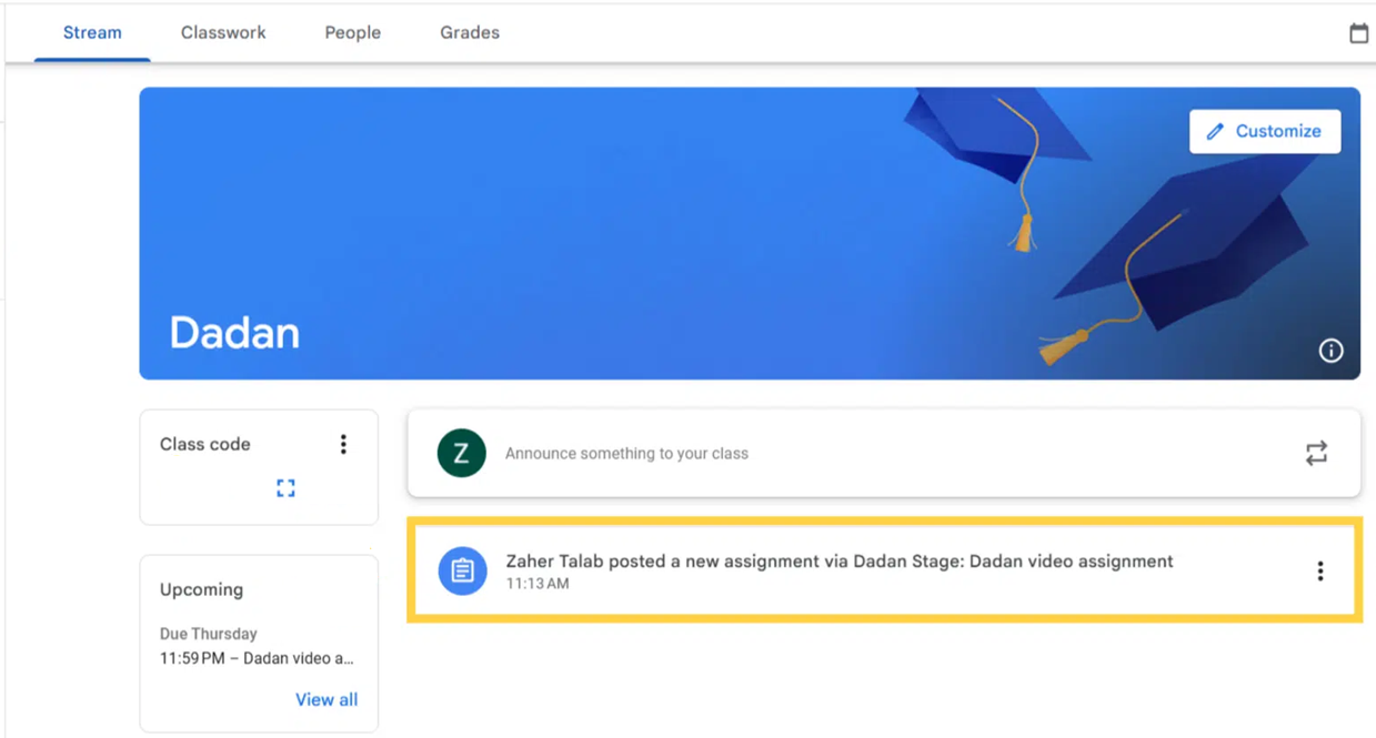 Create a Google Classroom video assignment in dadan - dadan knowledge base