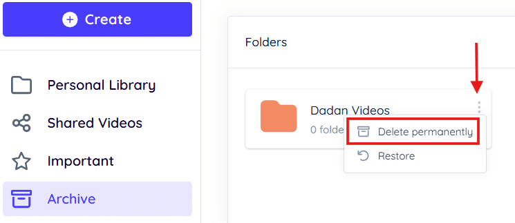 How to delete archived folders permanently in dadan - dadan knowledge base